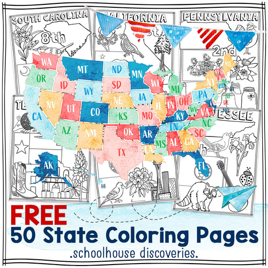 50 States Coloring Pages – Schoolhouse Discoveries